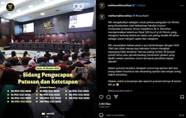 Soal Putusan MK No 90 Tahun 2023, Ini Kata Pakar Umsida