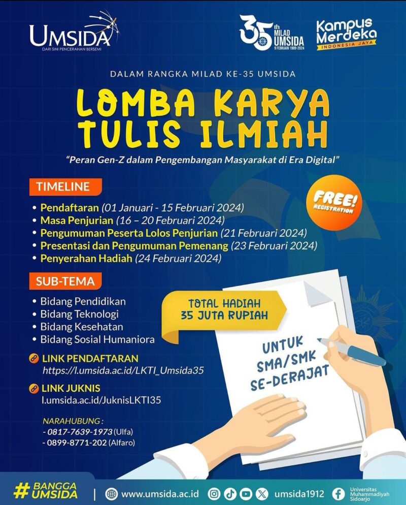 Sambut Milad ke-35, Umsida Gelar Lomba Karya Tulis Ilmiah Sambut Milad ke-35, Umsida Gelar Lomba Karya Tulis Ilmiah